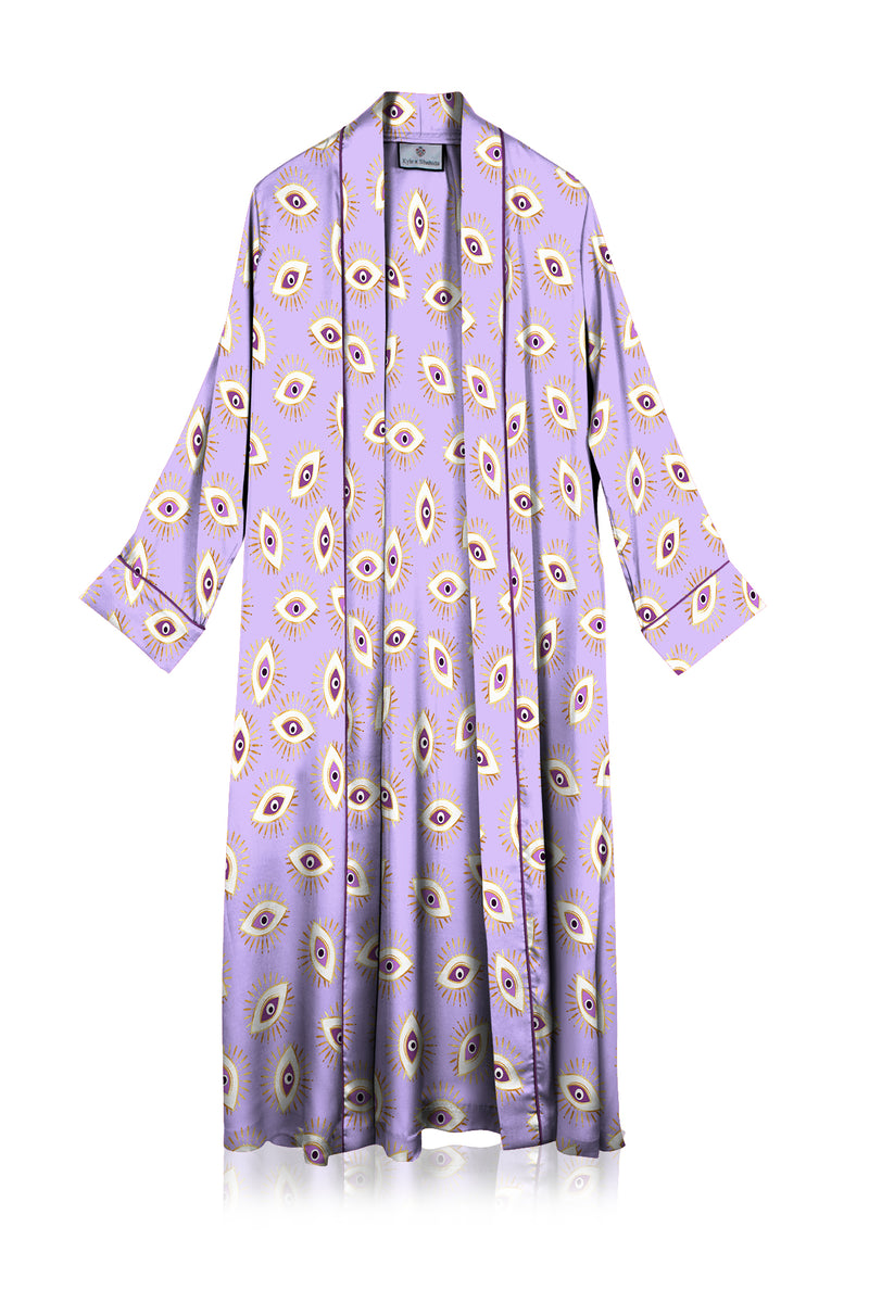 Designer Womens Long Kimono Robe | Printed Silk Robe | Kyle X Shahida ...