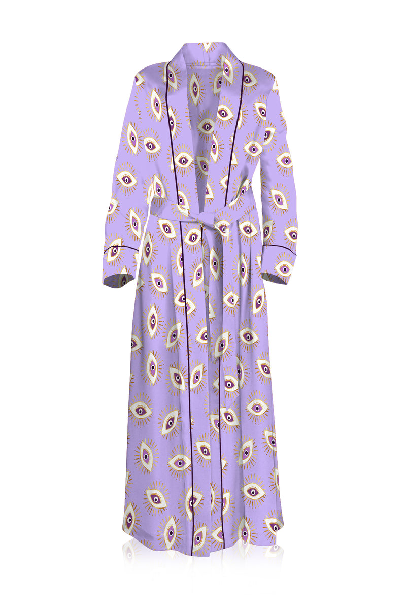 Designer Womens Long Kimono Robe | Printed Silk Robe | Kyle X Shahida ...