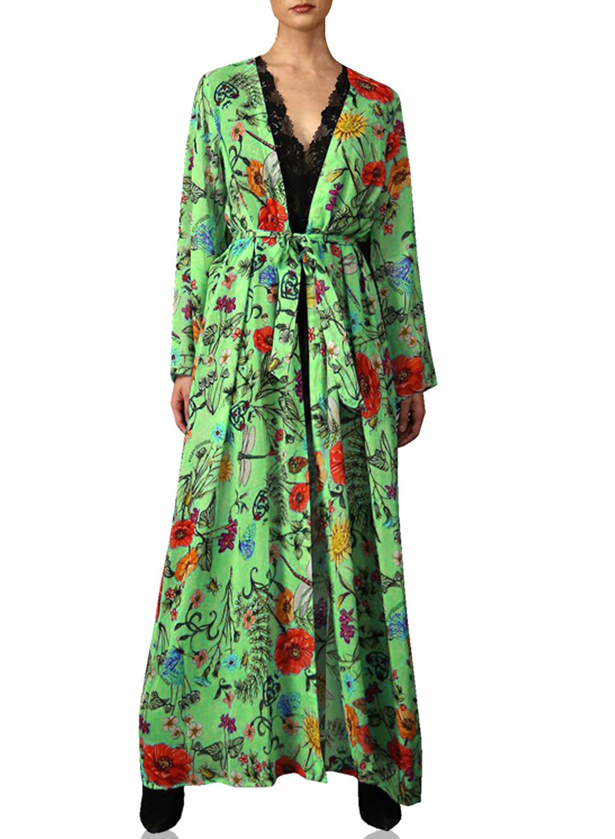 Long Sleeves Maxi Open Sash Duster – Kyle x Shahida